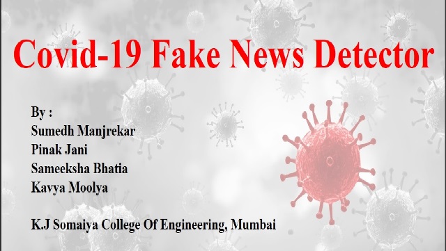 Project "COVID-19 Fake News Detector" winner of "e-Yantra Fighting ...